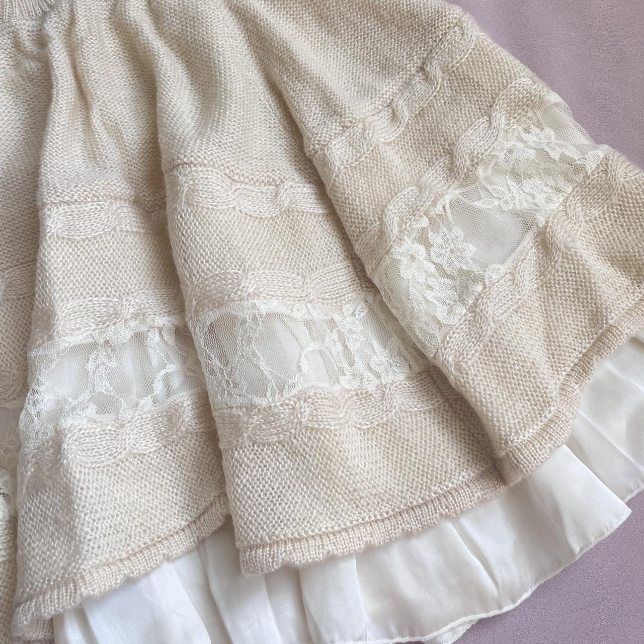 ꀾ'꒱°˖ Fur knit lace skirt brand：axes... - Depop