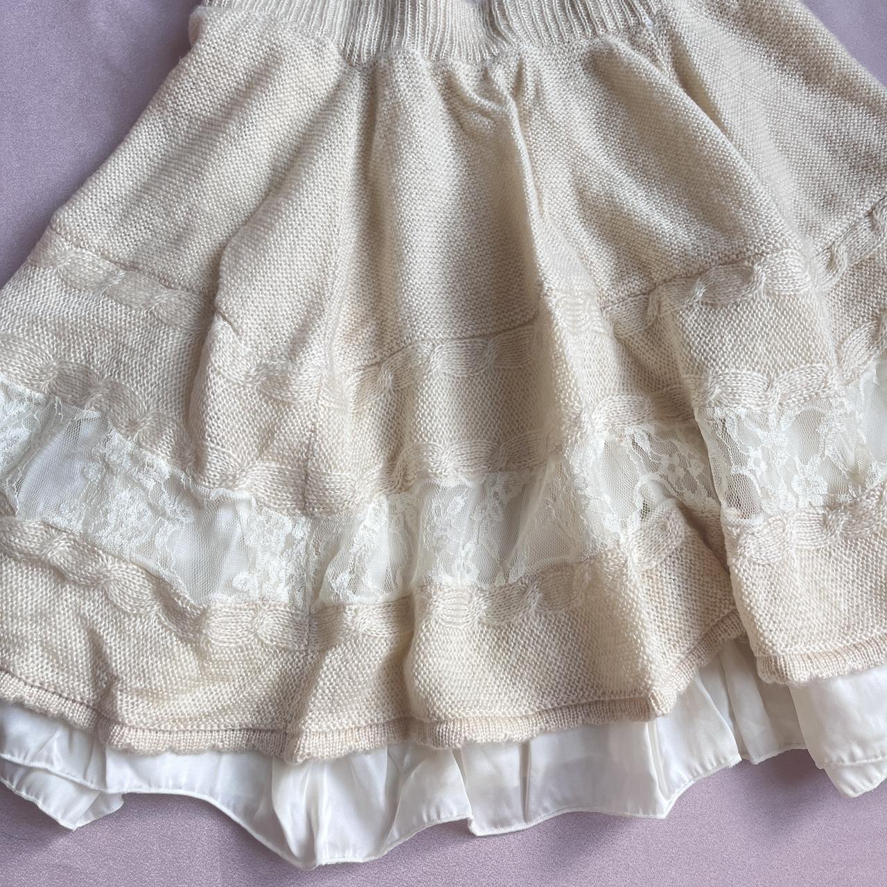 ꀾ'꒱°˖ Fur knit lace skirt brand：axes... - Depop