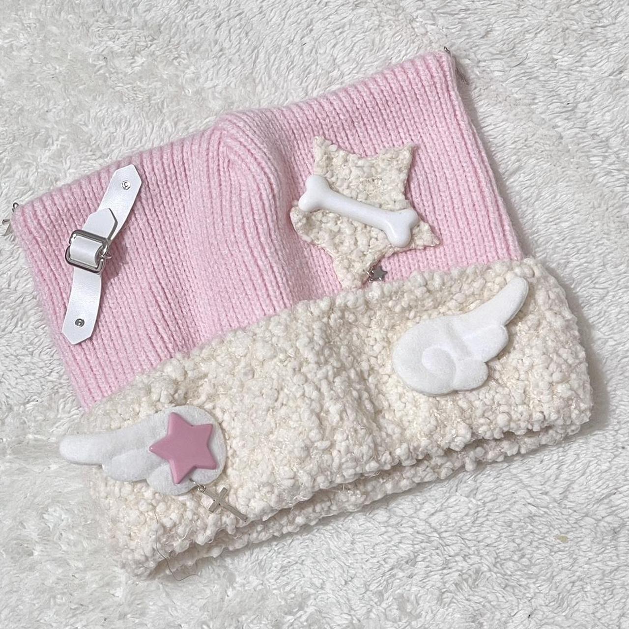 ꀾ'꒱°˖ y2k pink knite cat ear beanie/cap ♡... - Depop