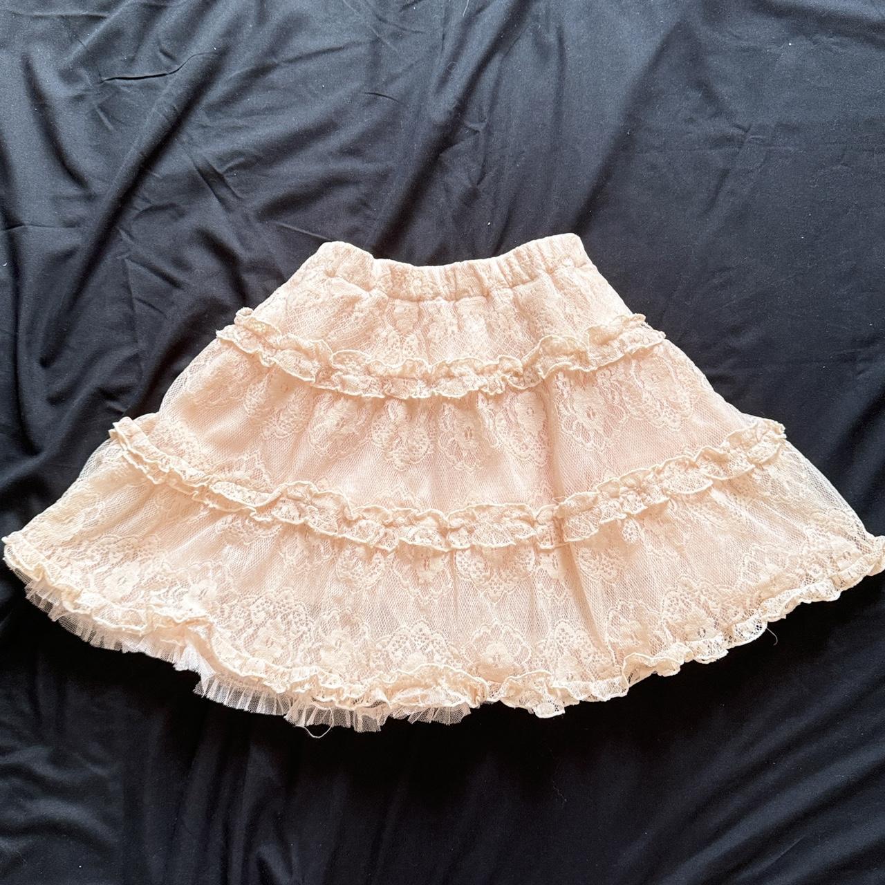 ꀾ'꒱°˖ Ruffle lace skirt, peach pink, super... - Depop