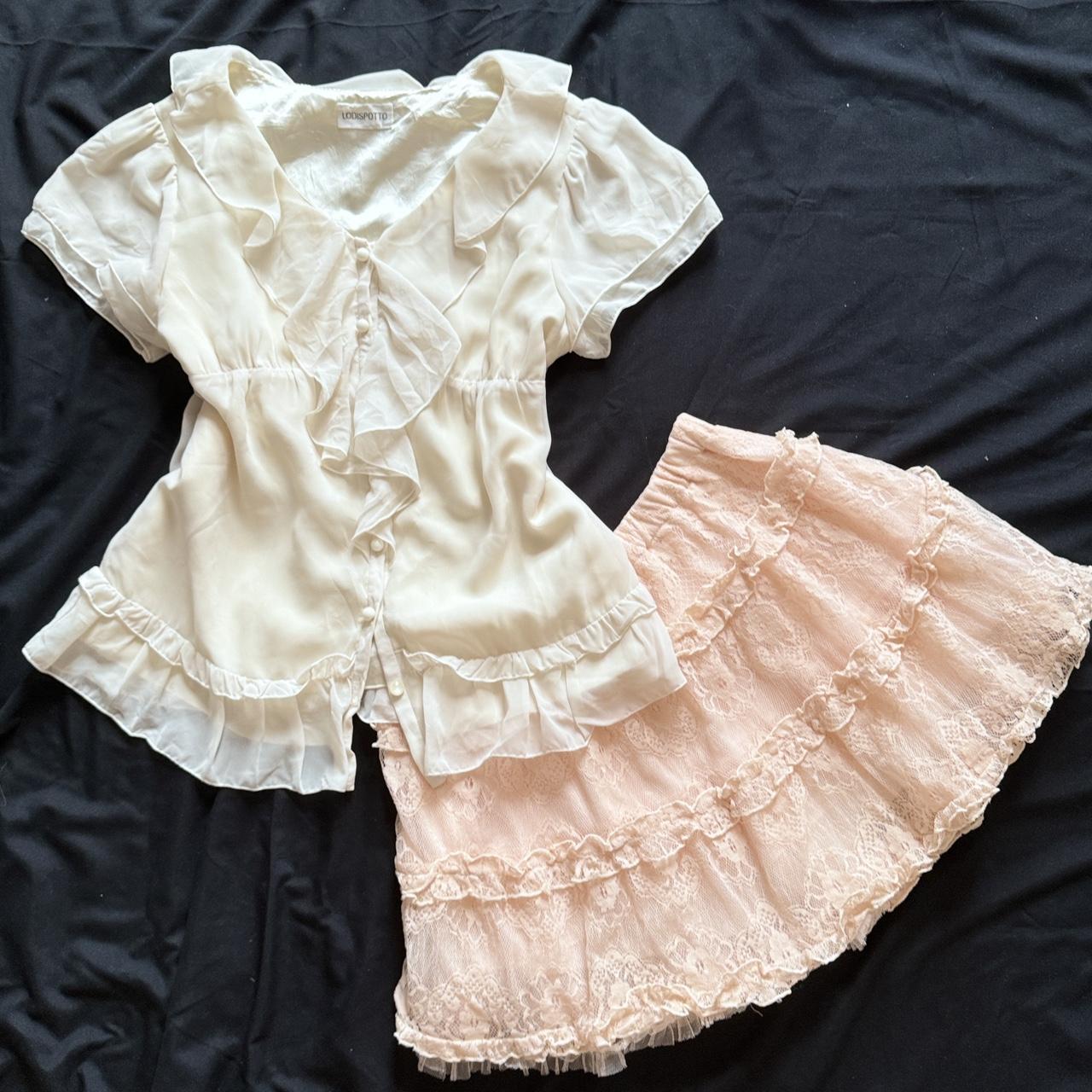 ꀾ'꒱°˖ Ruffle lace skirt, peach pink, super... - Depop