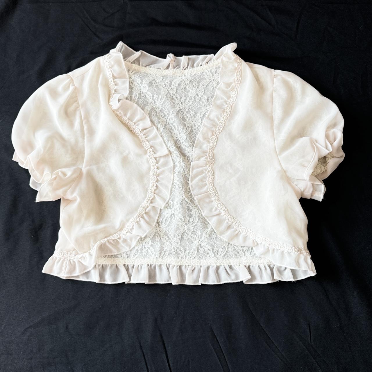 ₍ᐢ..ᐢ₎ Lest rose lace Hachi style cardigan, color... - Depop