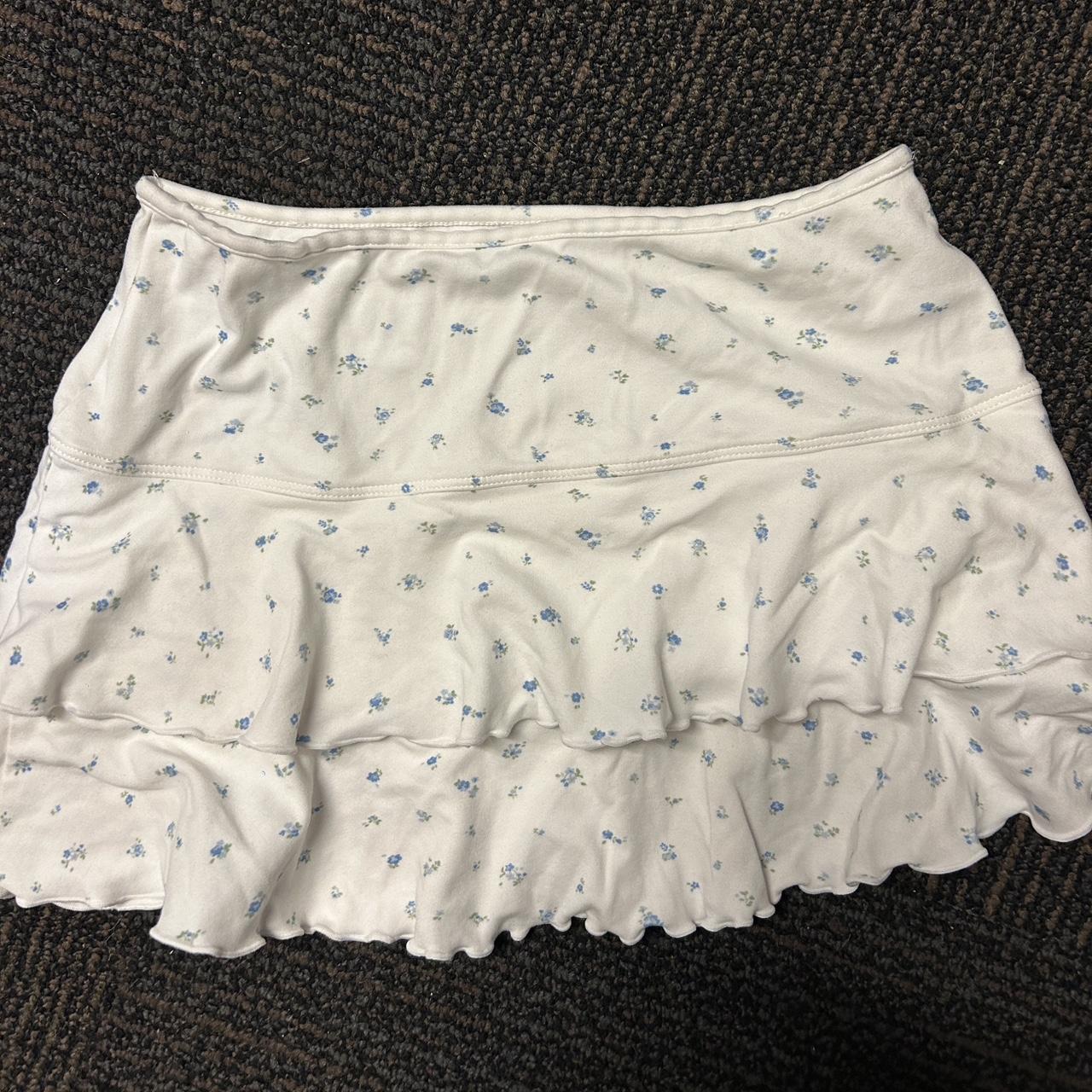 basement fg white skirt with flowers super... | Depop