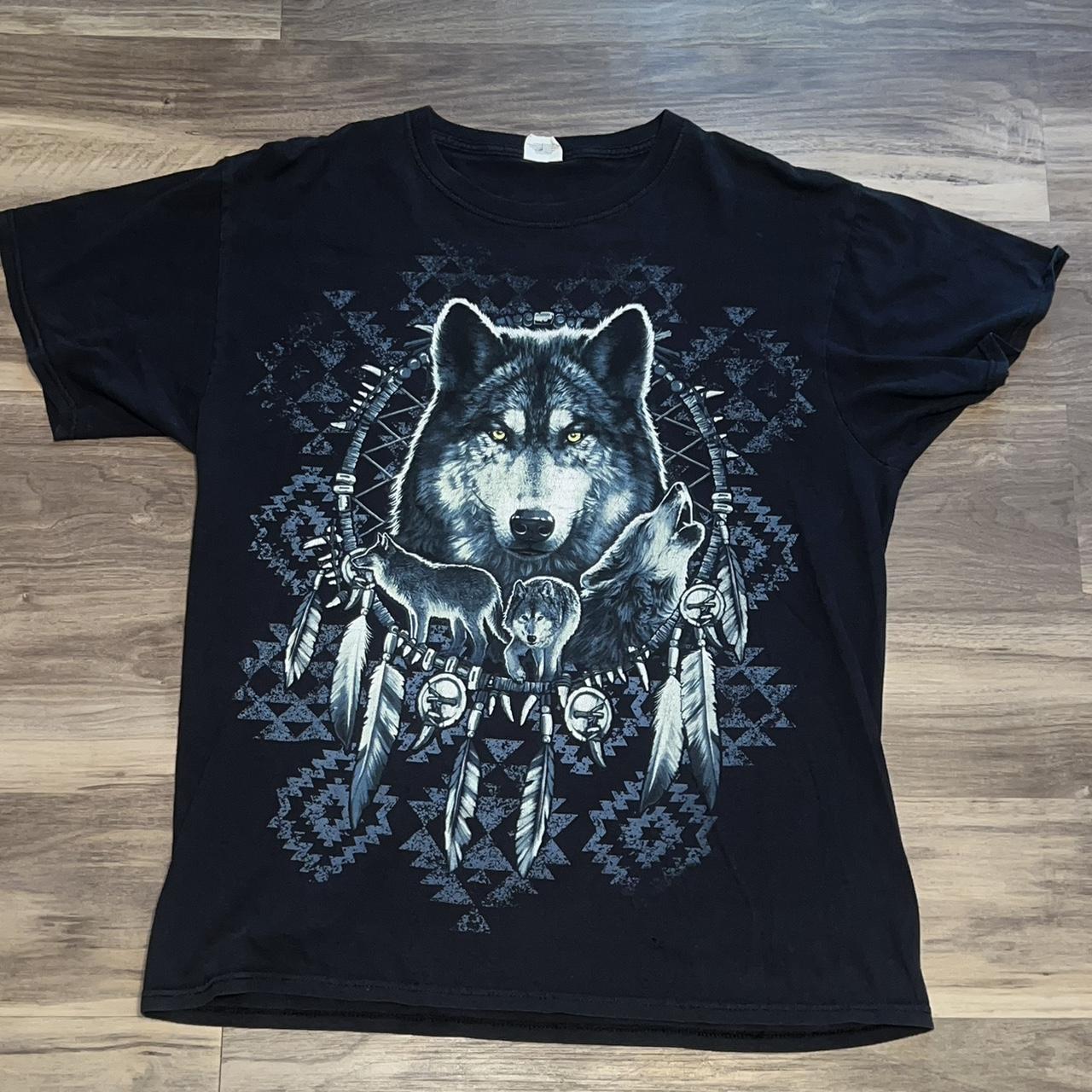 Y2K wolf tee measurement shown in picture. -L #y2k... - Depop