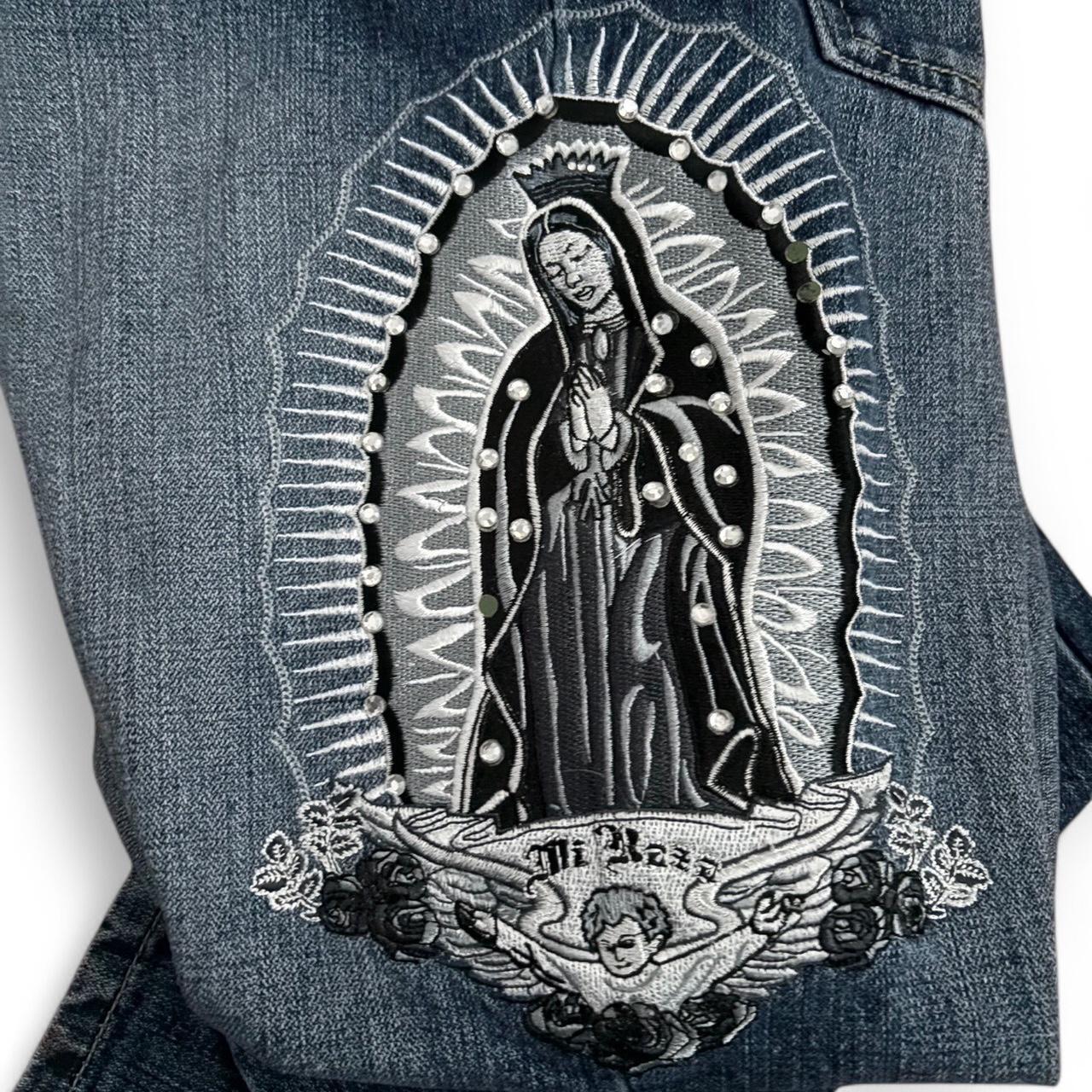 MI RAZA Virgin Mary jeans Supper baggy jeans Size... | Depop