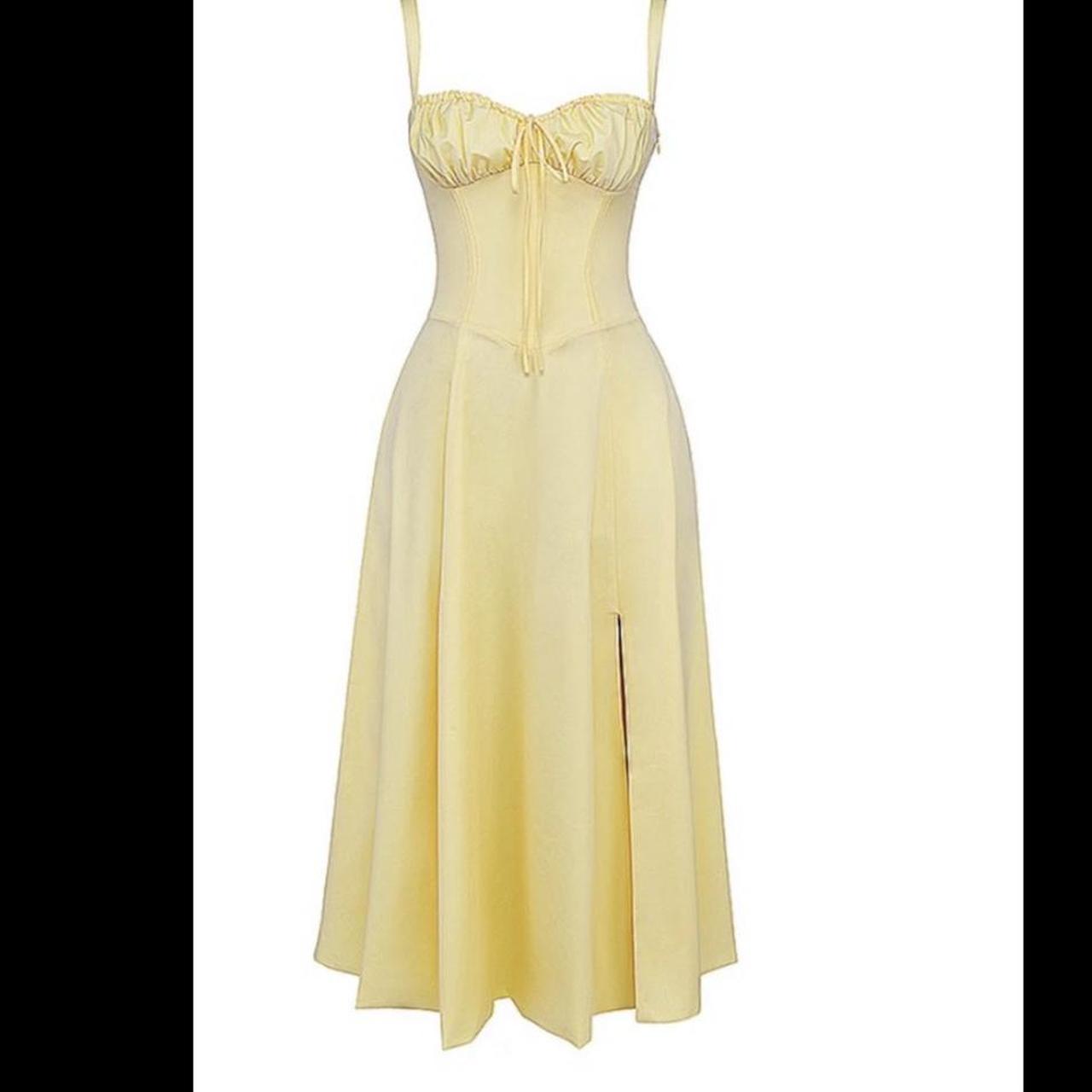 Midi Bustier Corset Sun Dress Yellow New with tags - Depop
