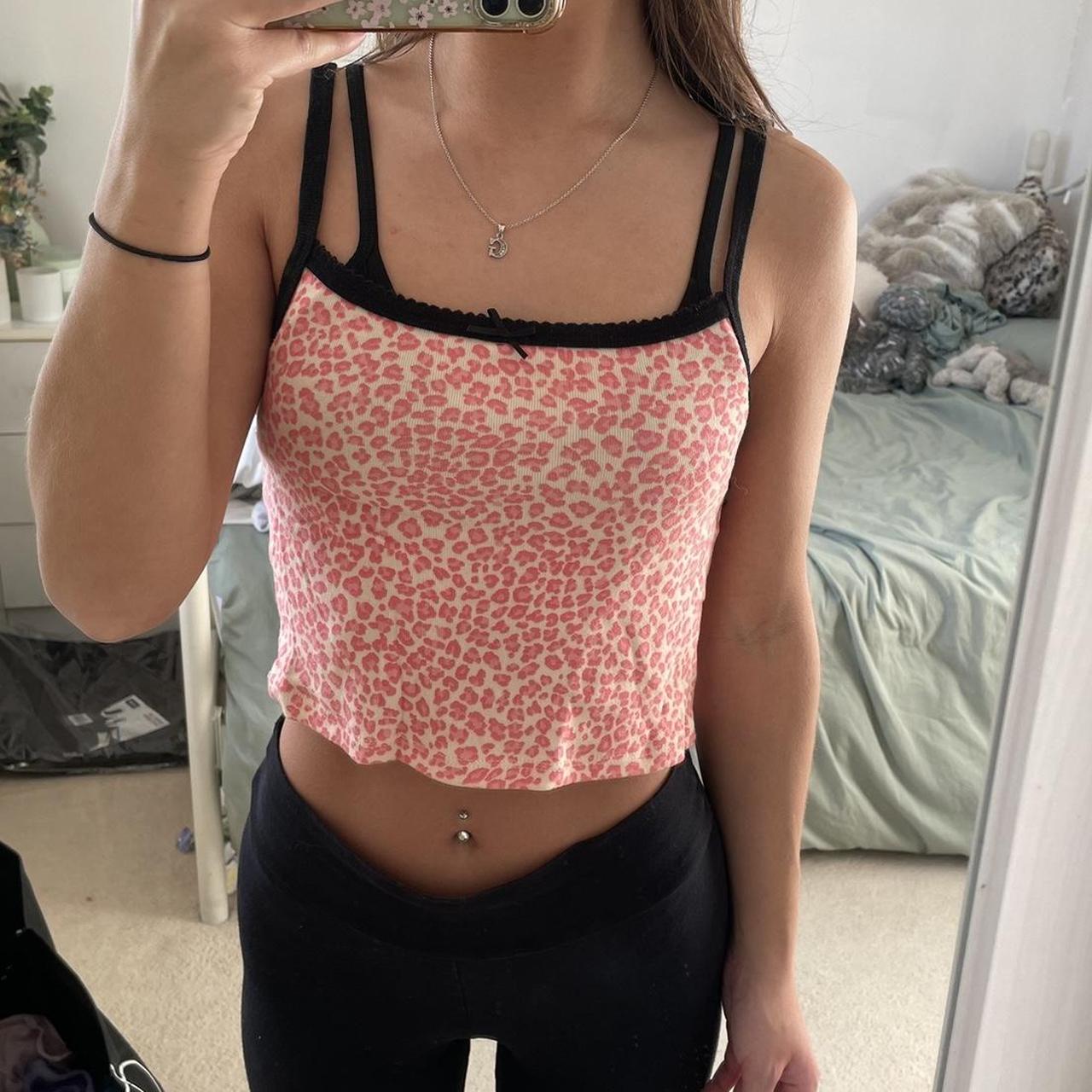 brandy melville belle tank in pink leopard print. in... - Depop