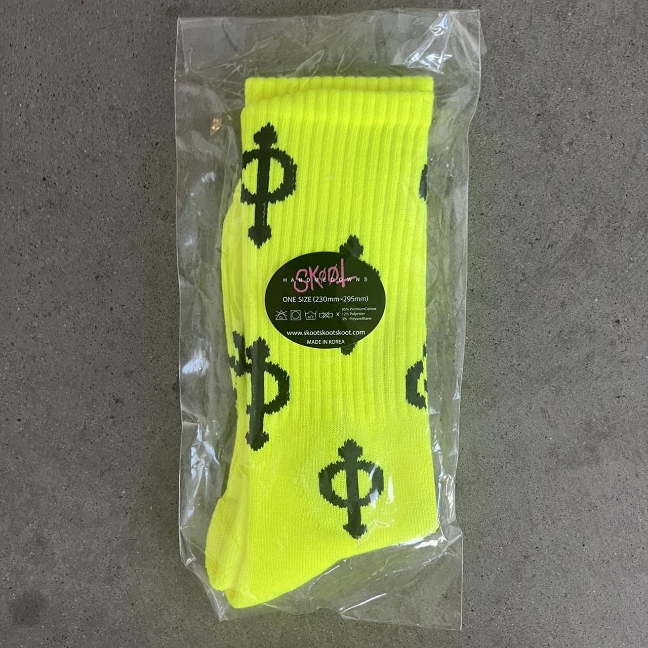 Sold out SKOOT Apparel bright yellow socks. - Depop