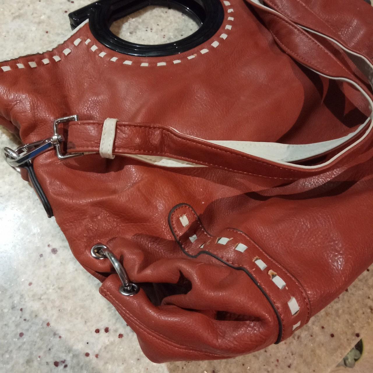 designer Paula ROSSI. Tan bag. With amazing white... - Depop