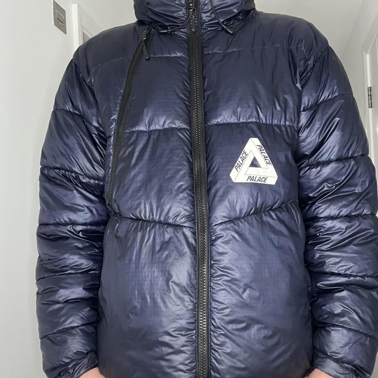 Palace navy blue puffer coat Palace logo on front... - Depop
