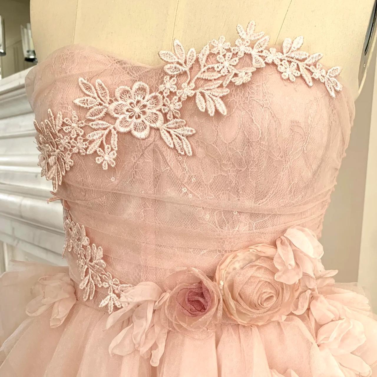 Handmade Pink fairy ruffle roses dress, ideal for a... | Depop