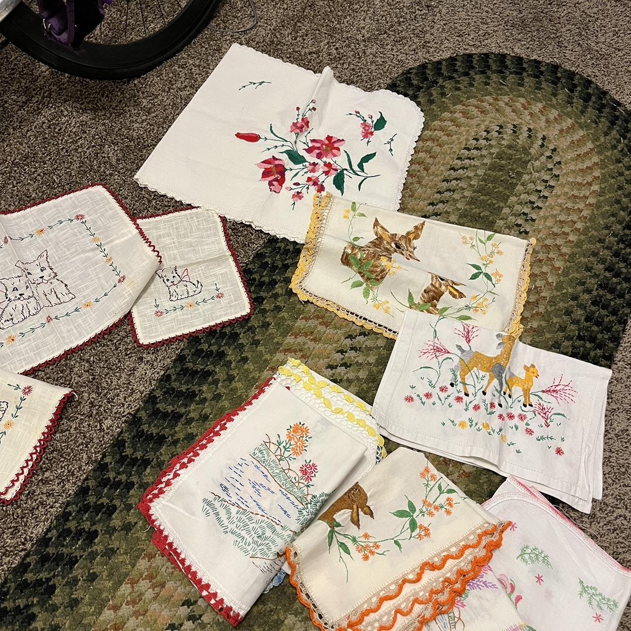 Hand embroidered runners and napkins need collection... - Depop