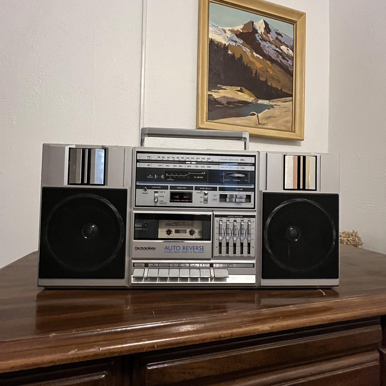 Sanyo Cassette Boombox plug in but also portable... - Depop