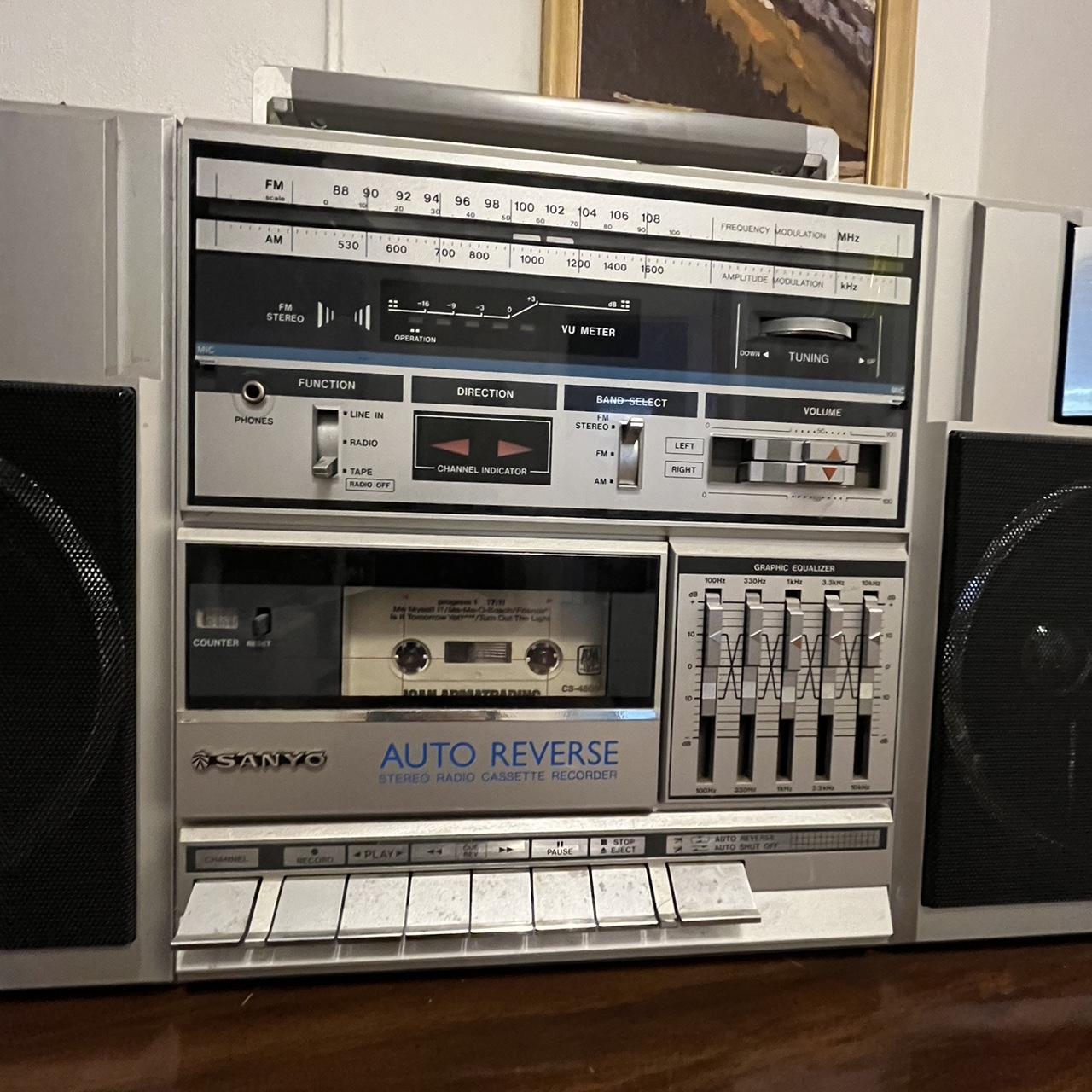 Sanyo Cassette Boombox plug in but also portable... - Depop