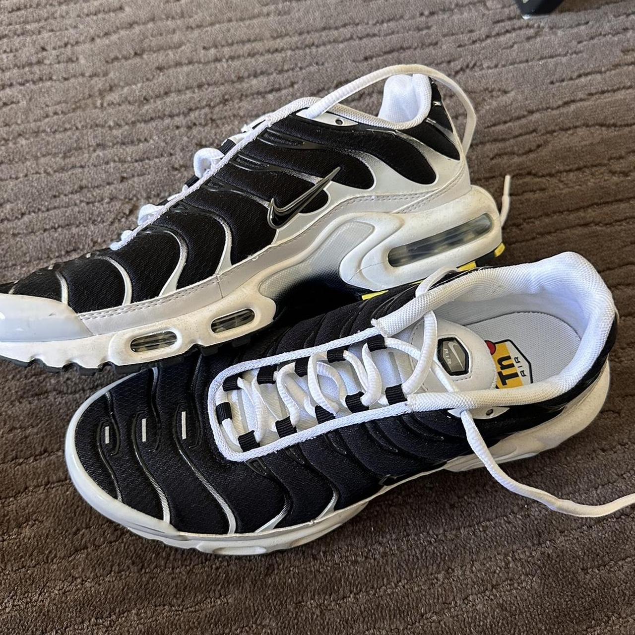 Nike Air Max Plus TN trainers in black and white... - Depop