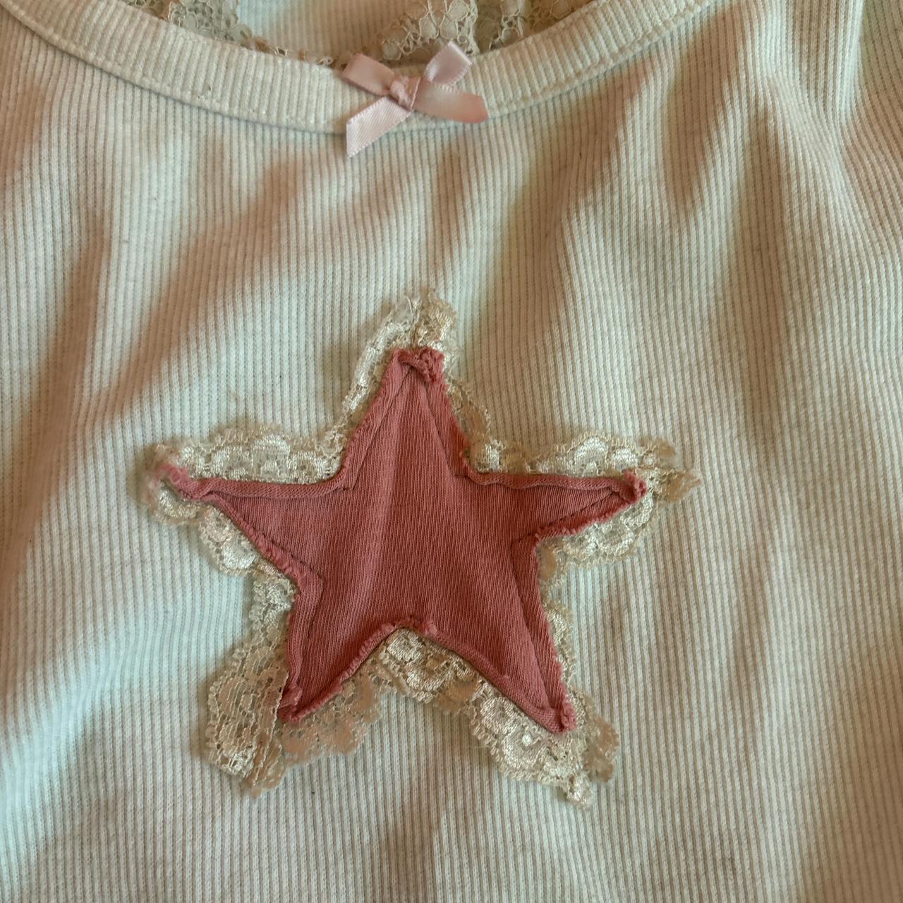 Pink star shirt with lace, apprently my mother used... - Depop