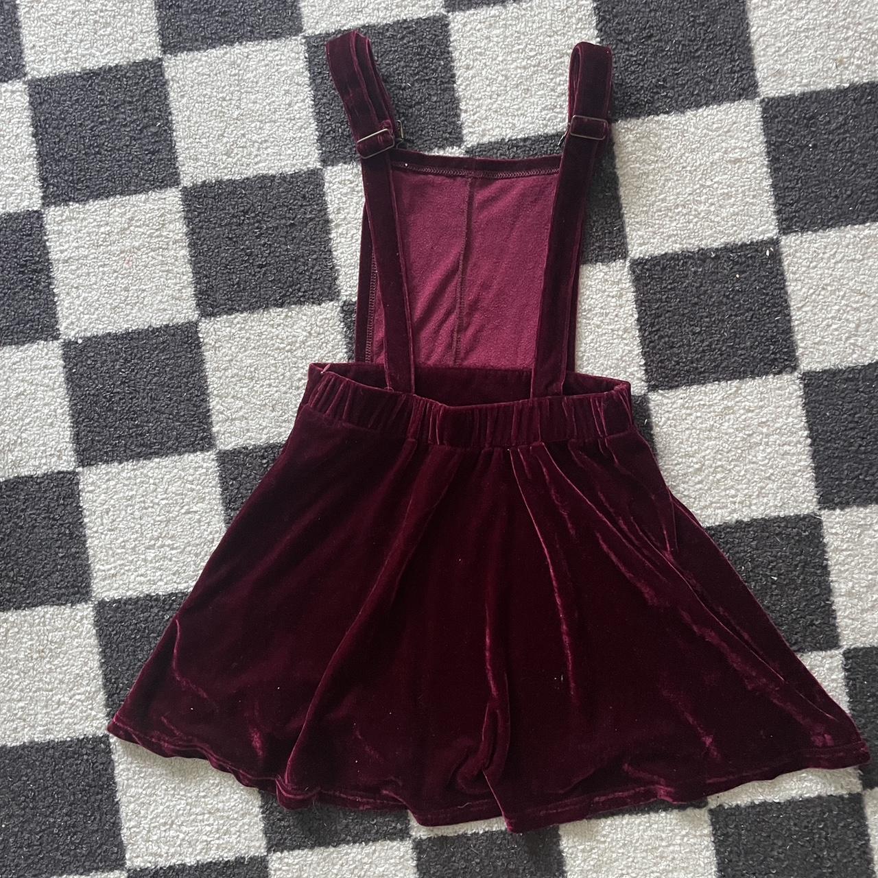 // velour overalls // burgundy red // short and... - Depop