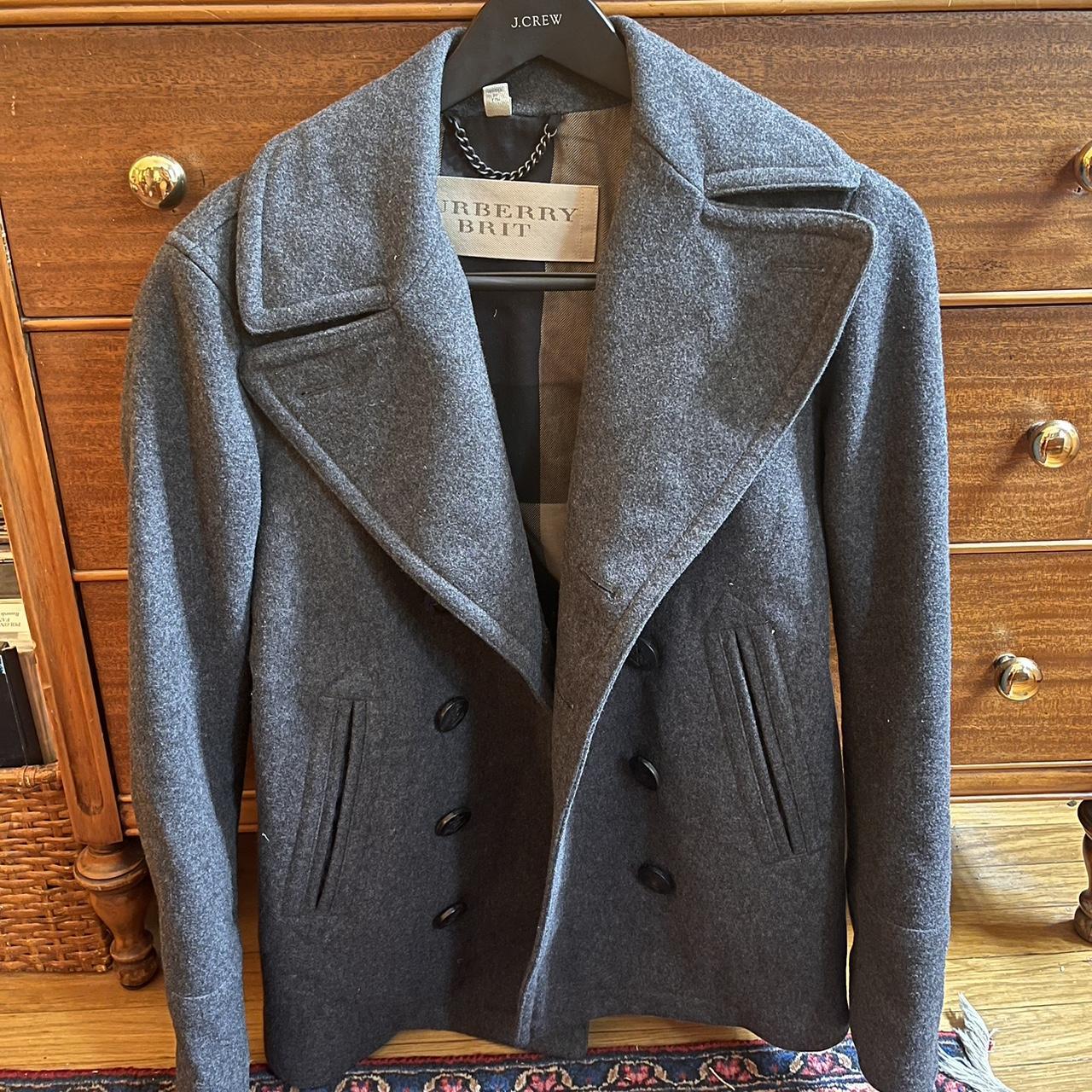 Men’s Burberry Brit tall collar Pea Coat - Depop