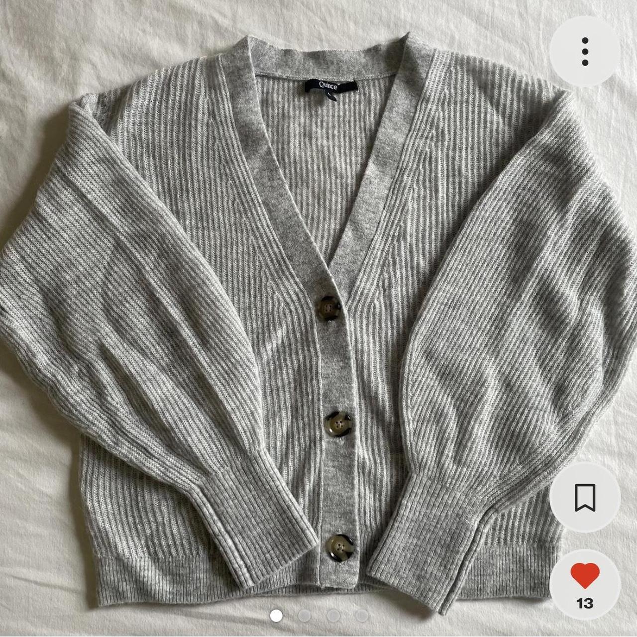 Quince Alpaca-Wool Cardigan slightly cropped, light... - Depop