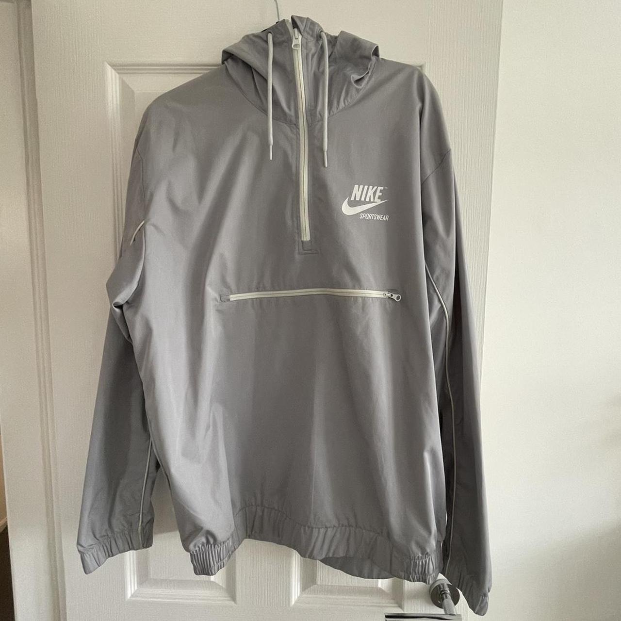 Nike Grey Windbreaker Jacket. Quarter zip with front... - Depop
