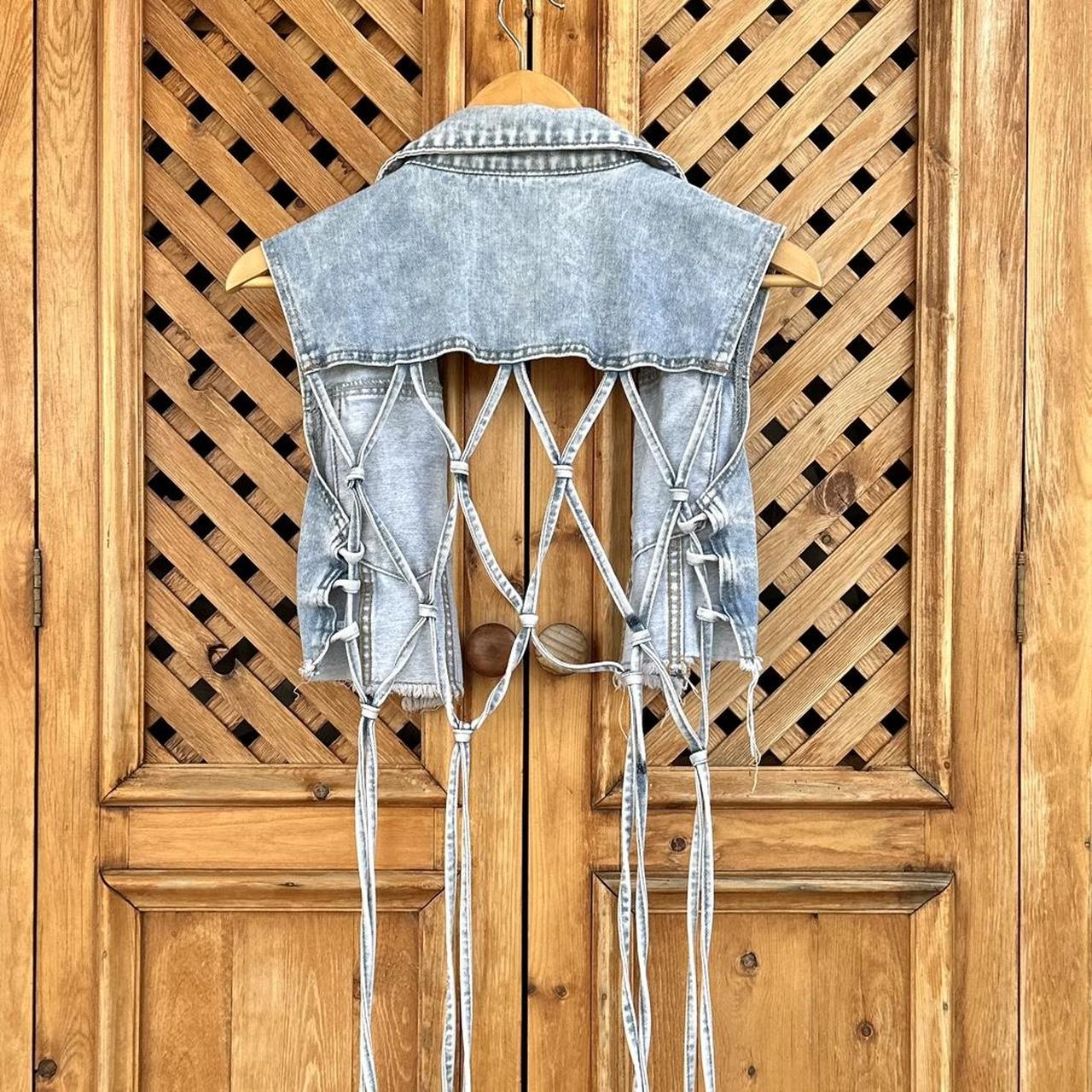 Customised backless denim vest Fit small - medium... - Depop