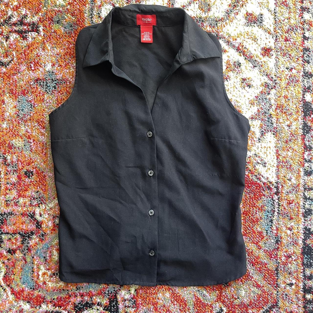 Black vest with collared neckline and button down... - Depop