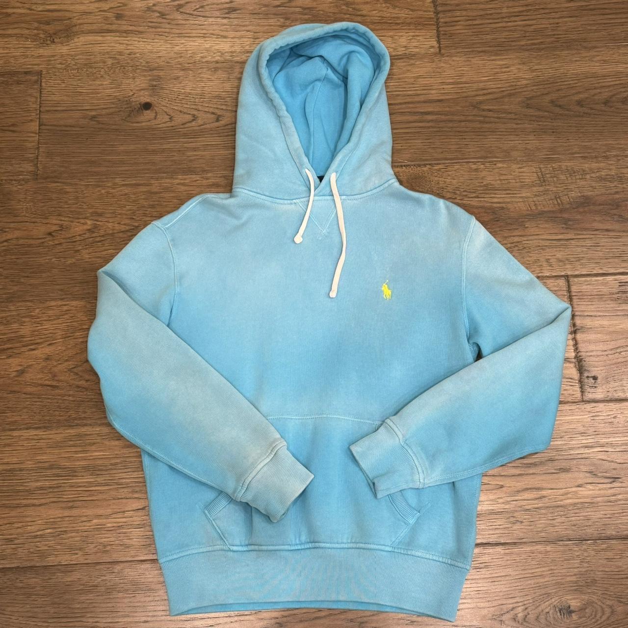 polo Ralph Lauren light blue washed hoodie - size... - Depop