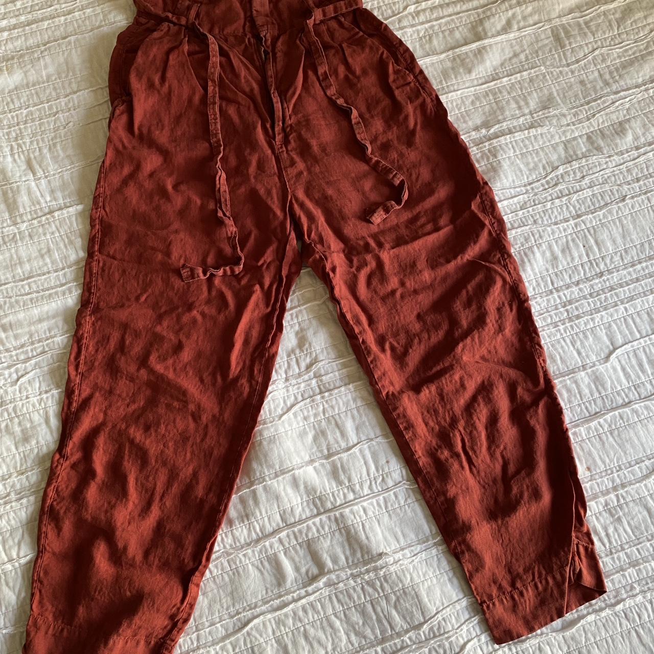 Burnt orange envelope pants, 100% linen - Depop