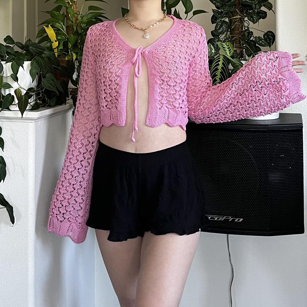 💗Pink Crotchet Knit Crop Top💗 Amazingly cute... - Depop