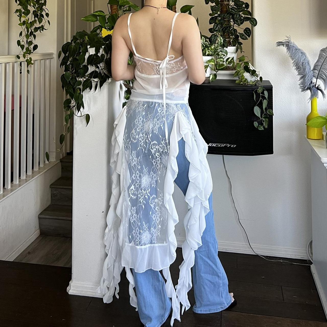 🤍White Semi Sheer Lace Ruffle Top🤍 Amazingly cute... - Depop