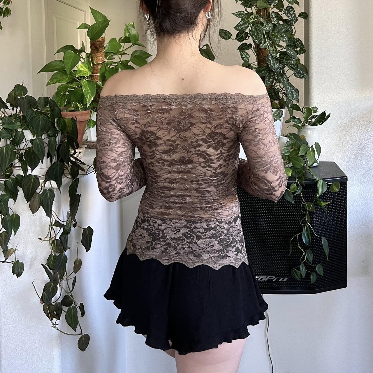 🤎Brown Sheer Lace Off Shoulder Top🤎 Amazingly cute... - Depop