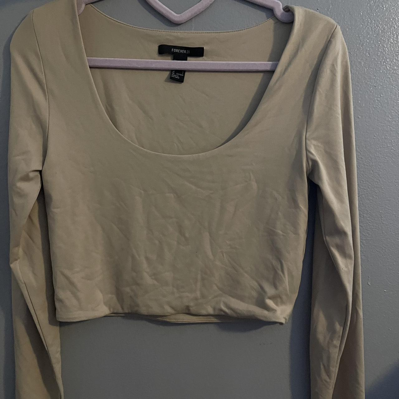 Forever 21 Women's Tan Crop-top | Depop
