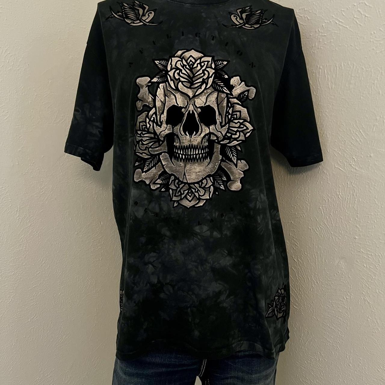 Affliction Black Label Series Graphic Skull and Rose... | Depop
