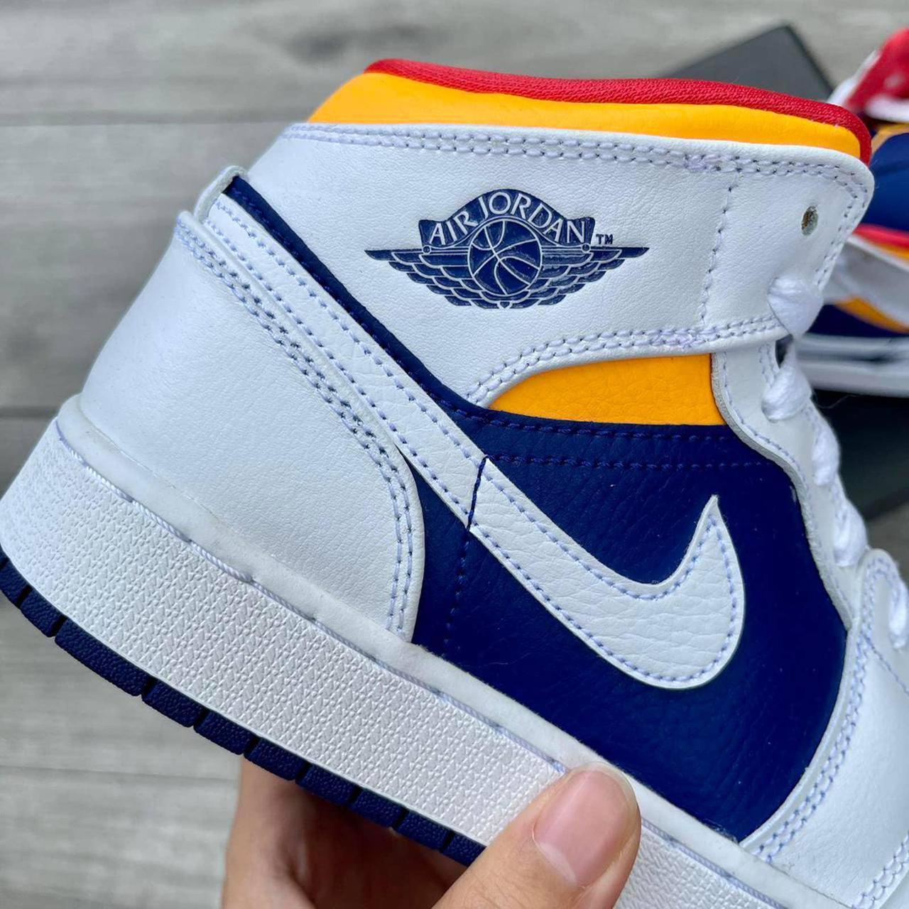 💛💙🤍Air Jordan 1 Mid Lakers Comes in youth size... - Depop