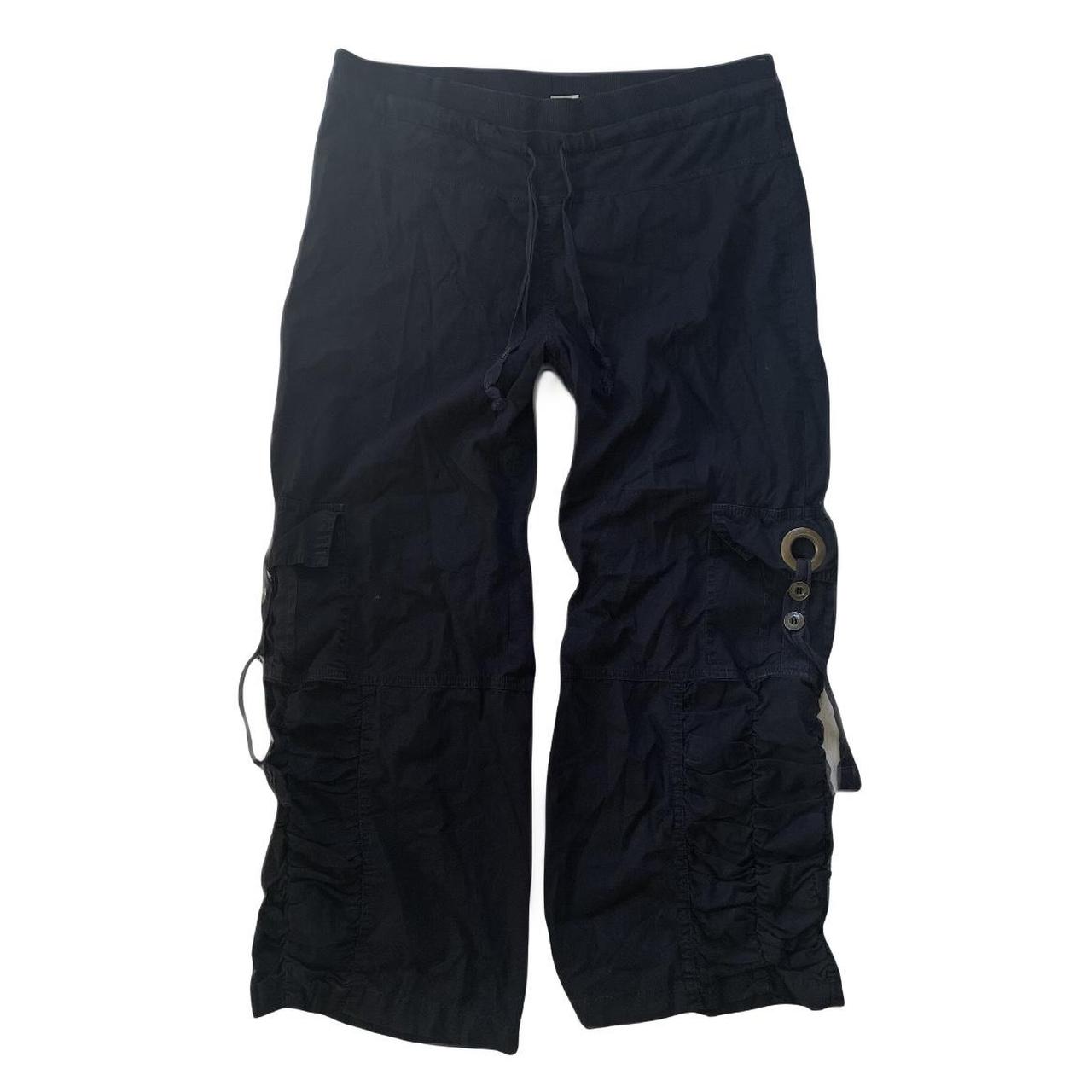 Early 2000s Ultra Low Rise Black Cargo Capris with... - Depop