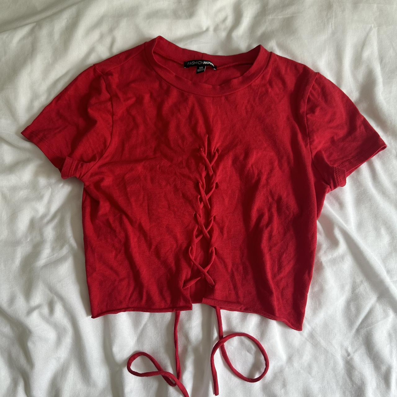 Fashion Nova Women's Red Crop-top | Depop