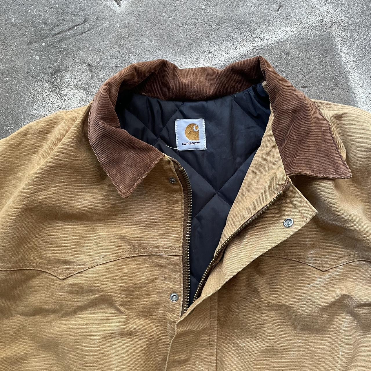 Vintage carhartt workwear jacket removable fur hood... - Depop