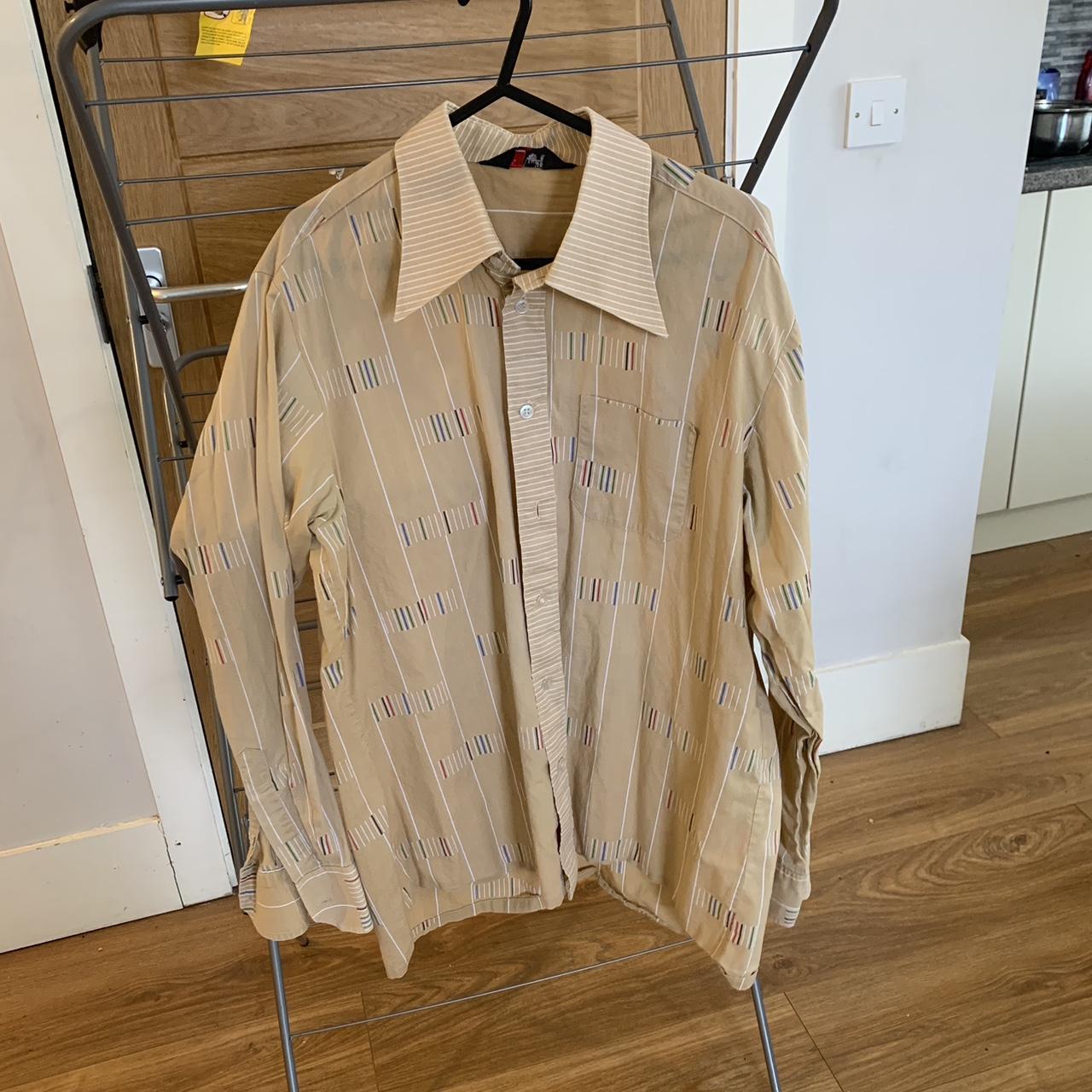funky shirt, missing a button - Depop
