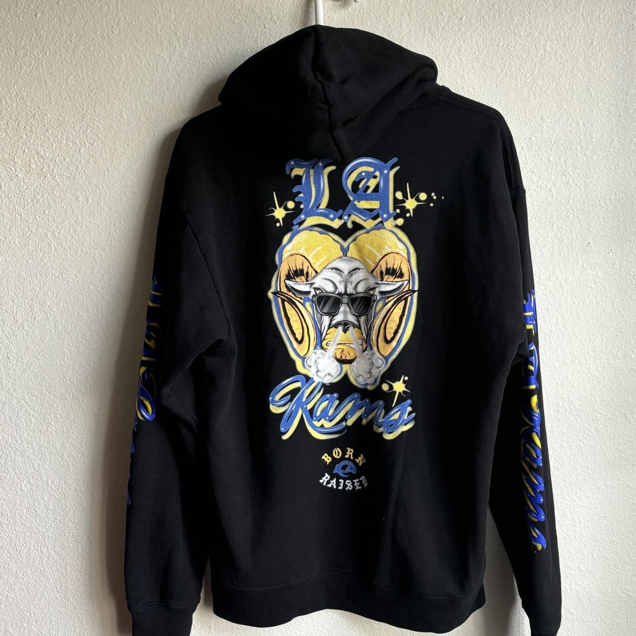 Born x Raised Black Los Angeles Rams Airbrushed... | Depop