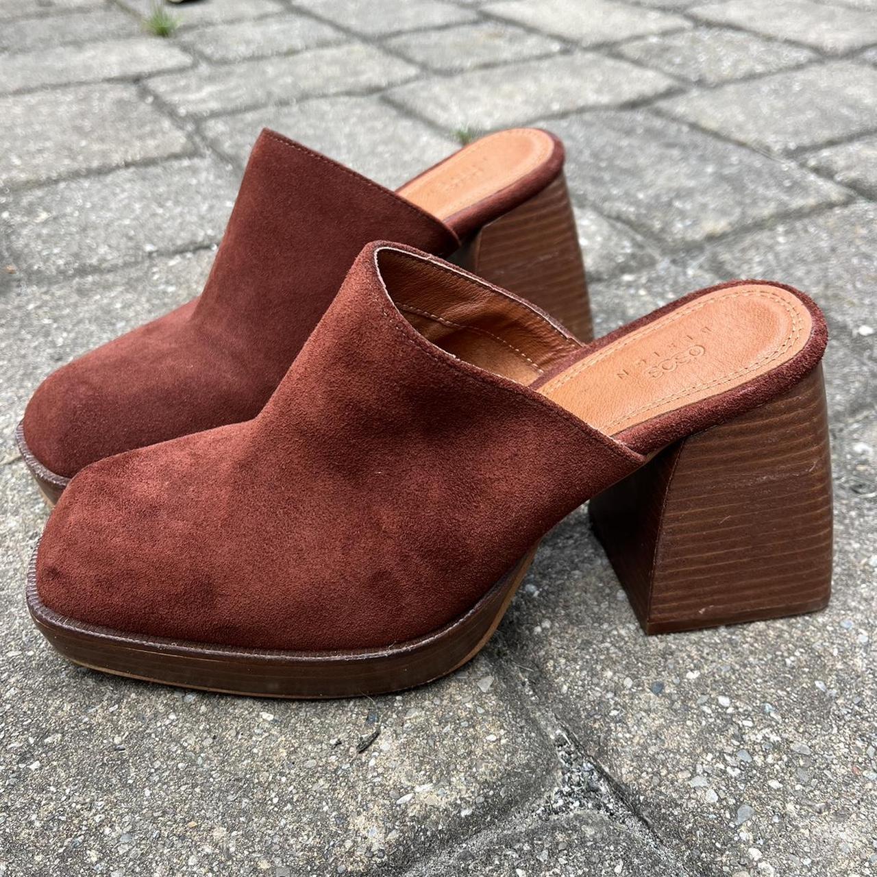 Boho square toe suede mules Almost 4” heel Minor... - Depop