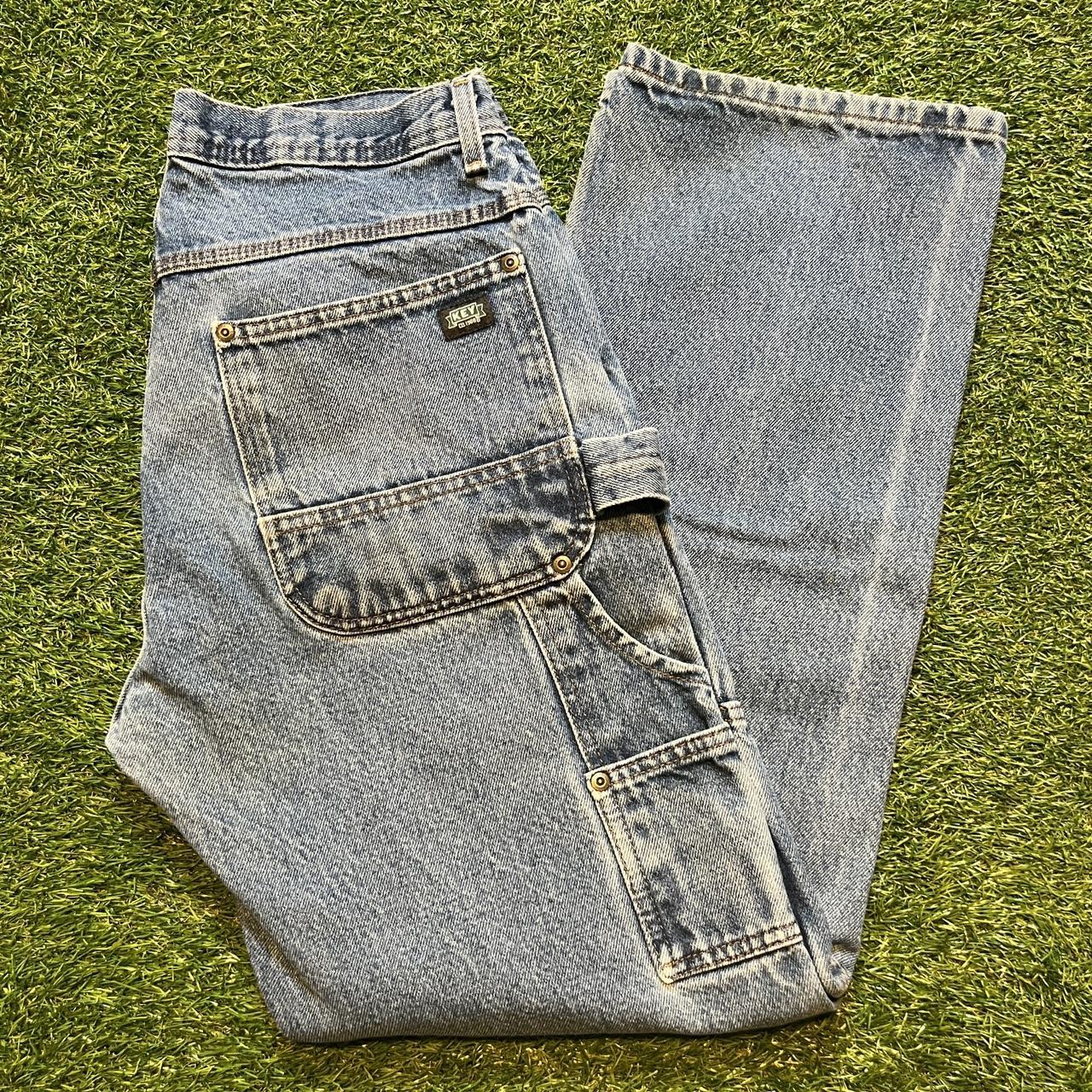 Vintage 90s faded Key denim double knee workwear... - Depop