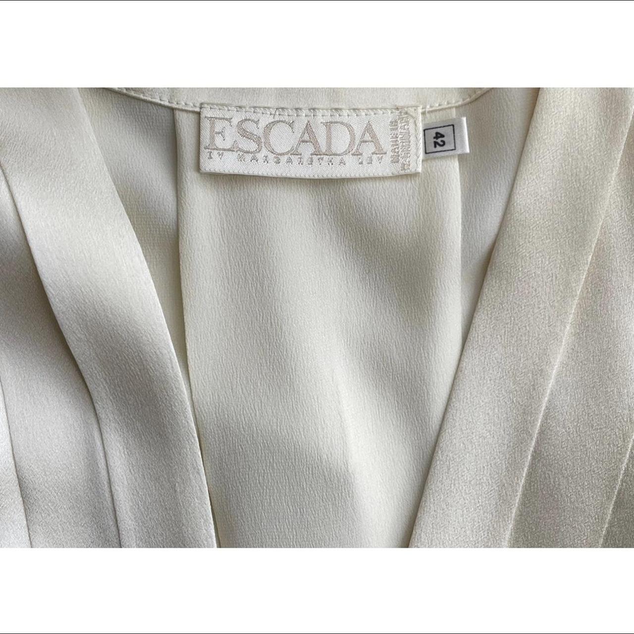Vintage 80s/90s Escada Cream Silk Draped & Pleated... - Depop