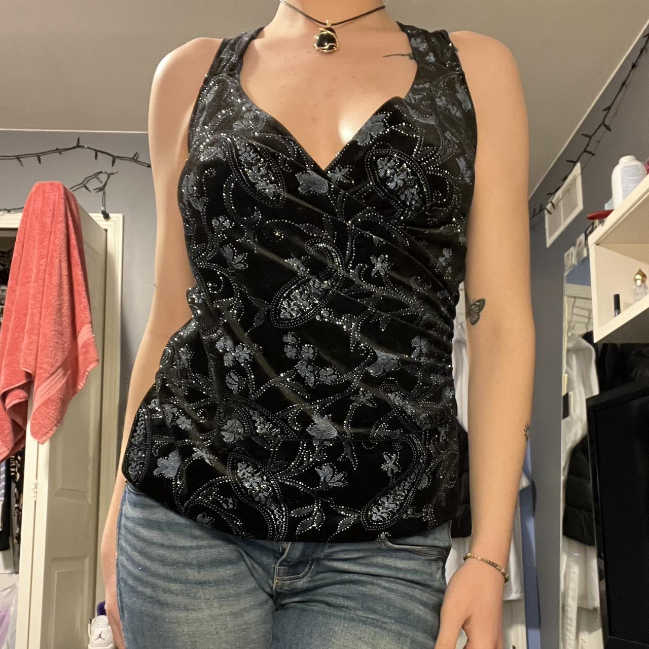 The cutest 90s clubbing top Velvet material. Sparkly... - Depop