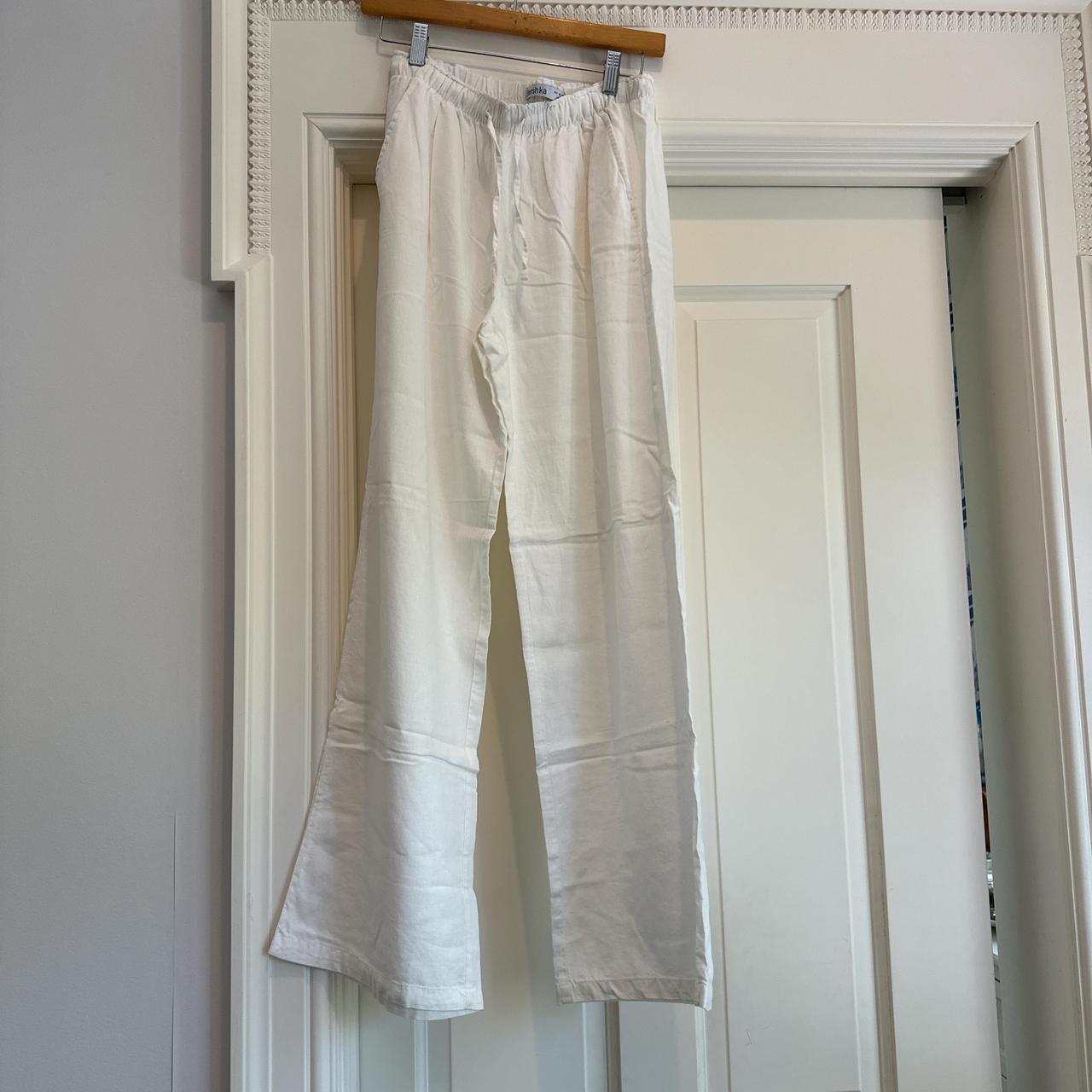 white summer light linen pants US small - Depop