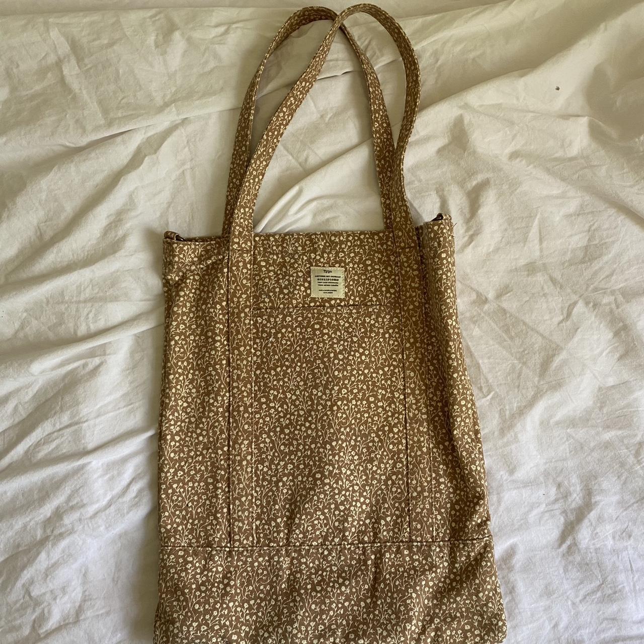 typo floral tote bag, has an adjustable longer strap... - Depop