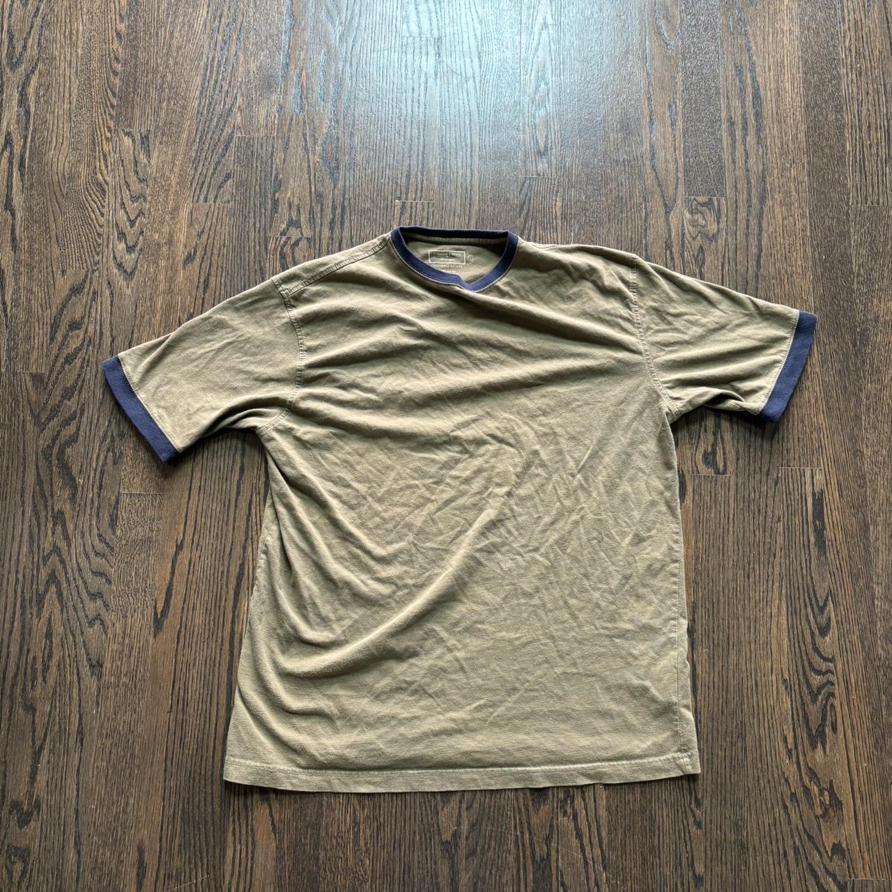 Olive green/ navy Men's wrangler ringer tee in large | Depop