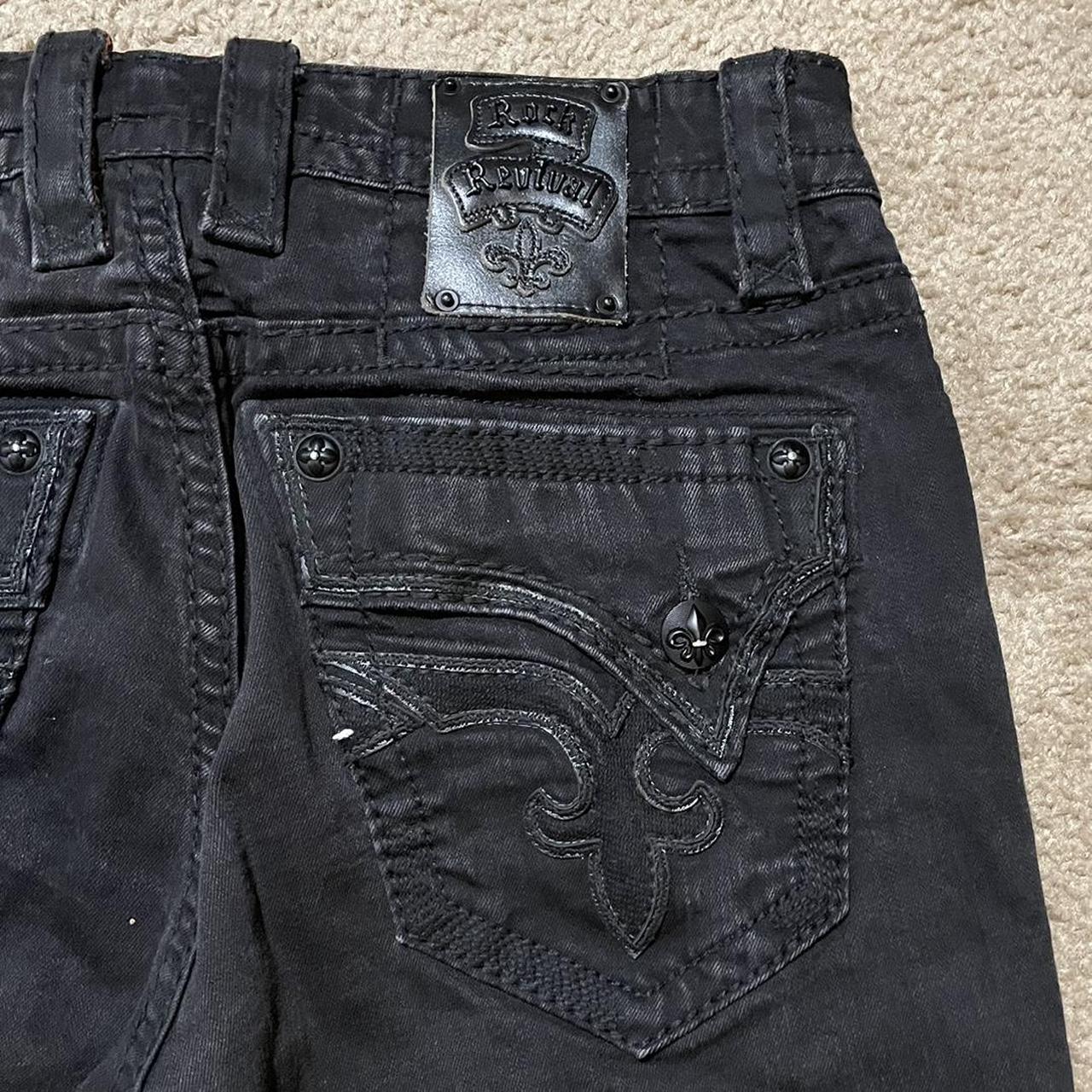 ‘Full Black’ Rock Revival Straight Denim Size... - Depop