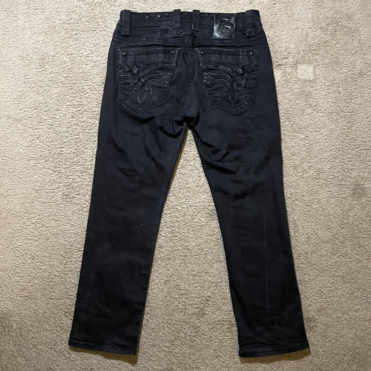 ‘Full Black’ Rock Revival Straight Denim Size... - Depop