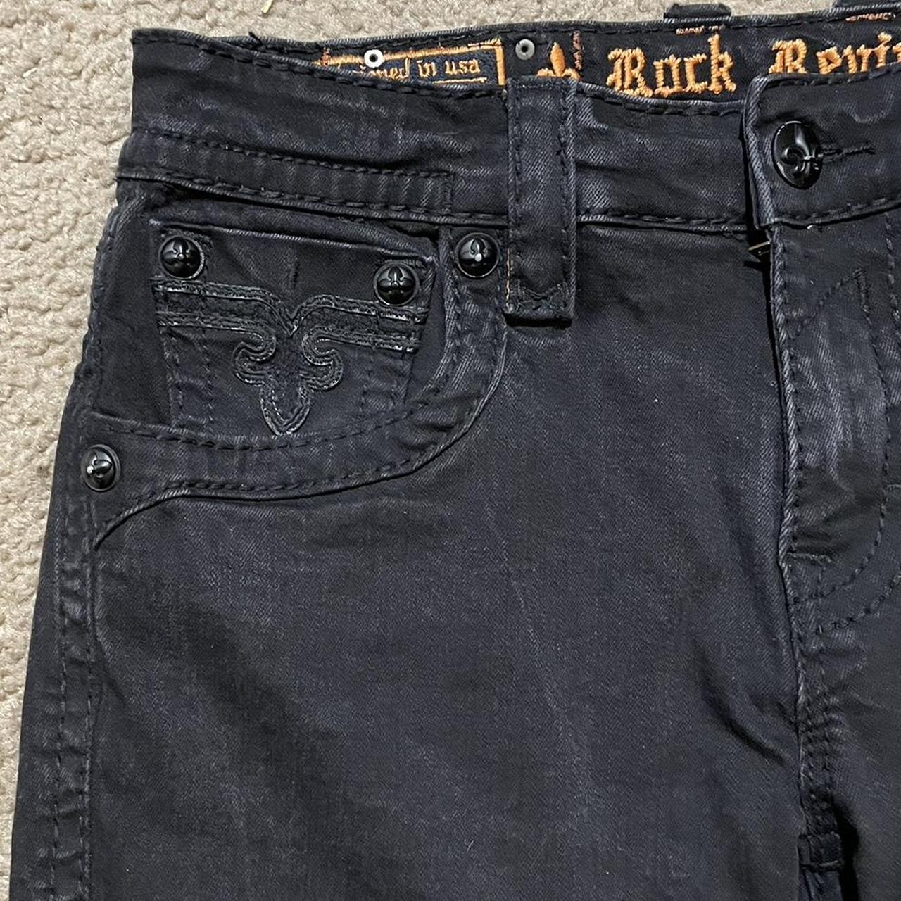 ‘Full Black’ Rock Revival Straight Denim Size... - Depop