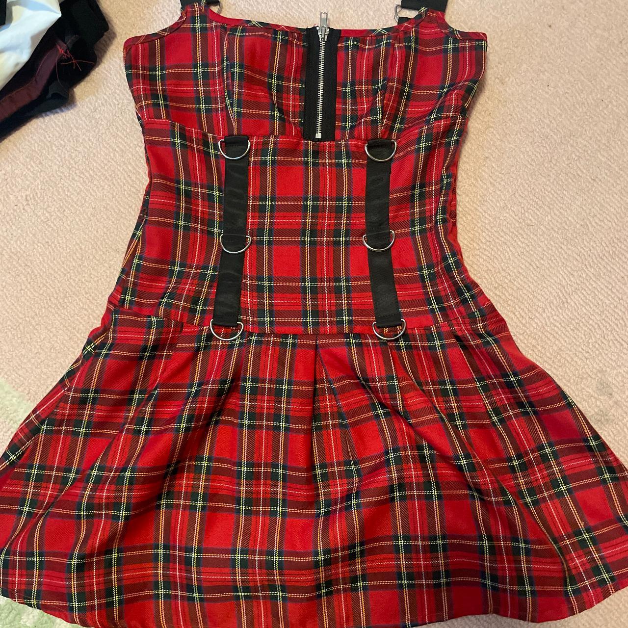 Hot Topic Women's Red and Black Dress | Depop